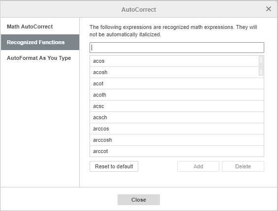 AutoCorrect Features
