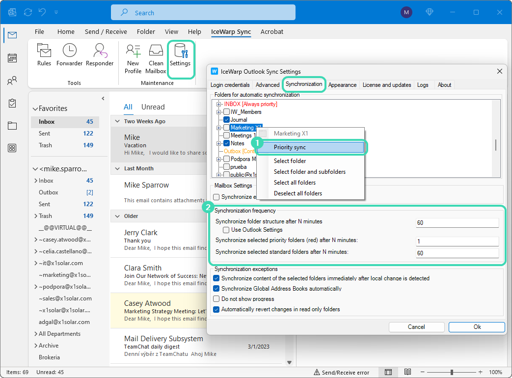 Items synchronization