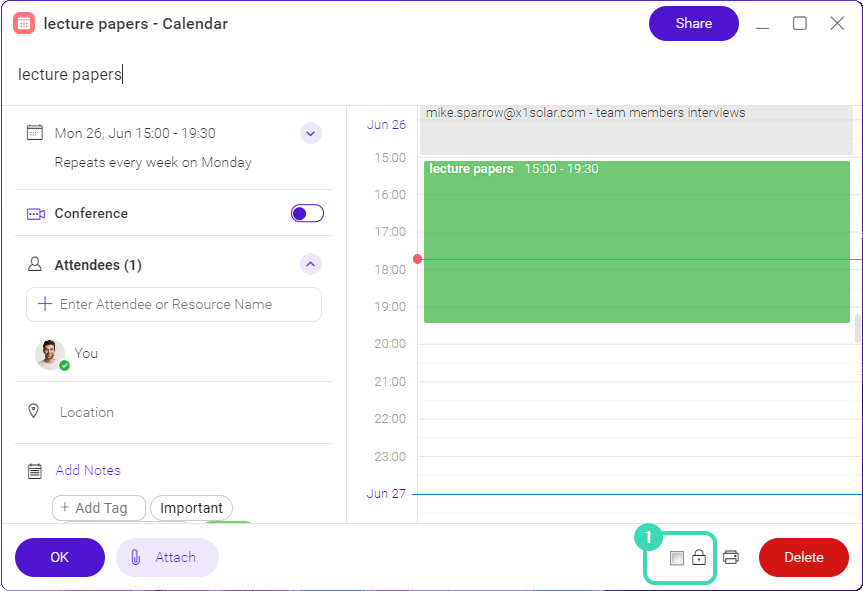 Options: Calendar Tab