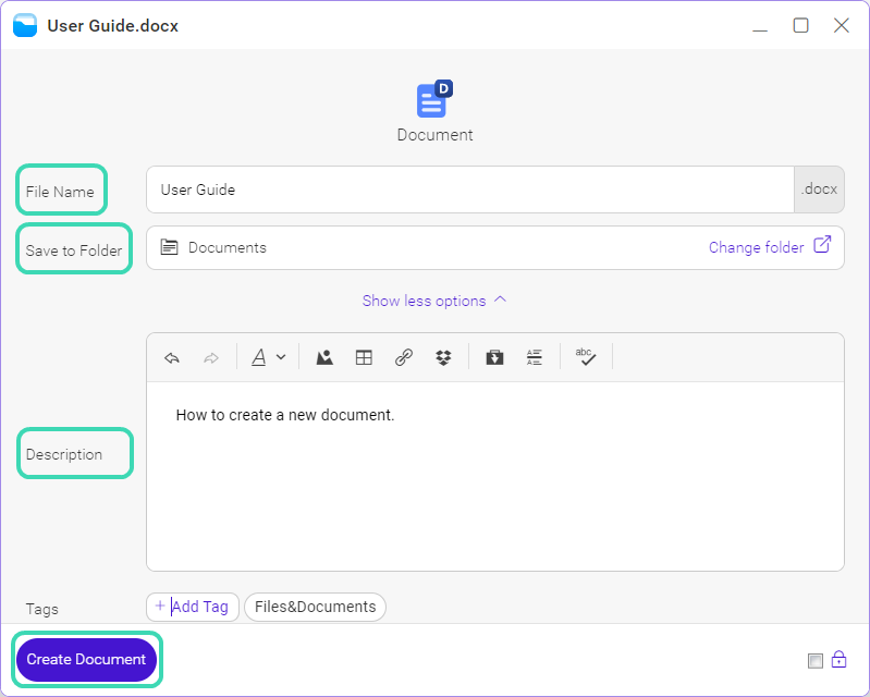 How to create a new document