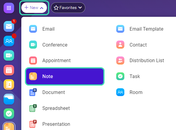 How to create a new note