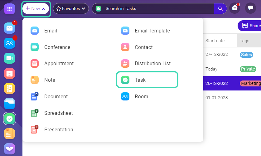 How to create a new task